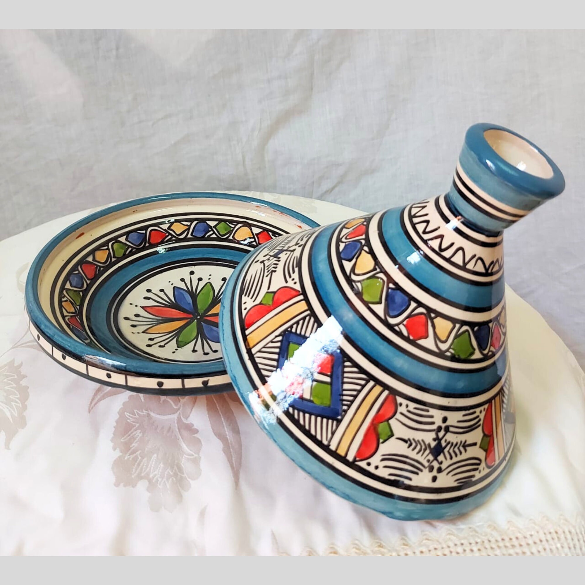 Handmade Tagine - Hand Painted Tagine - Moroccan Tajine - Pottery ...