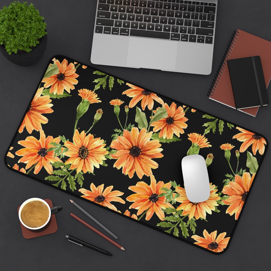 Vintage Orange Floral, Flower Keyboard Mat , Makeup Mat, Keyboard Pad ...