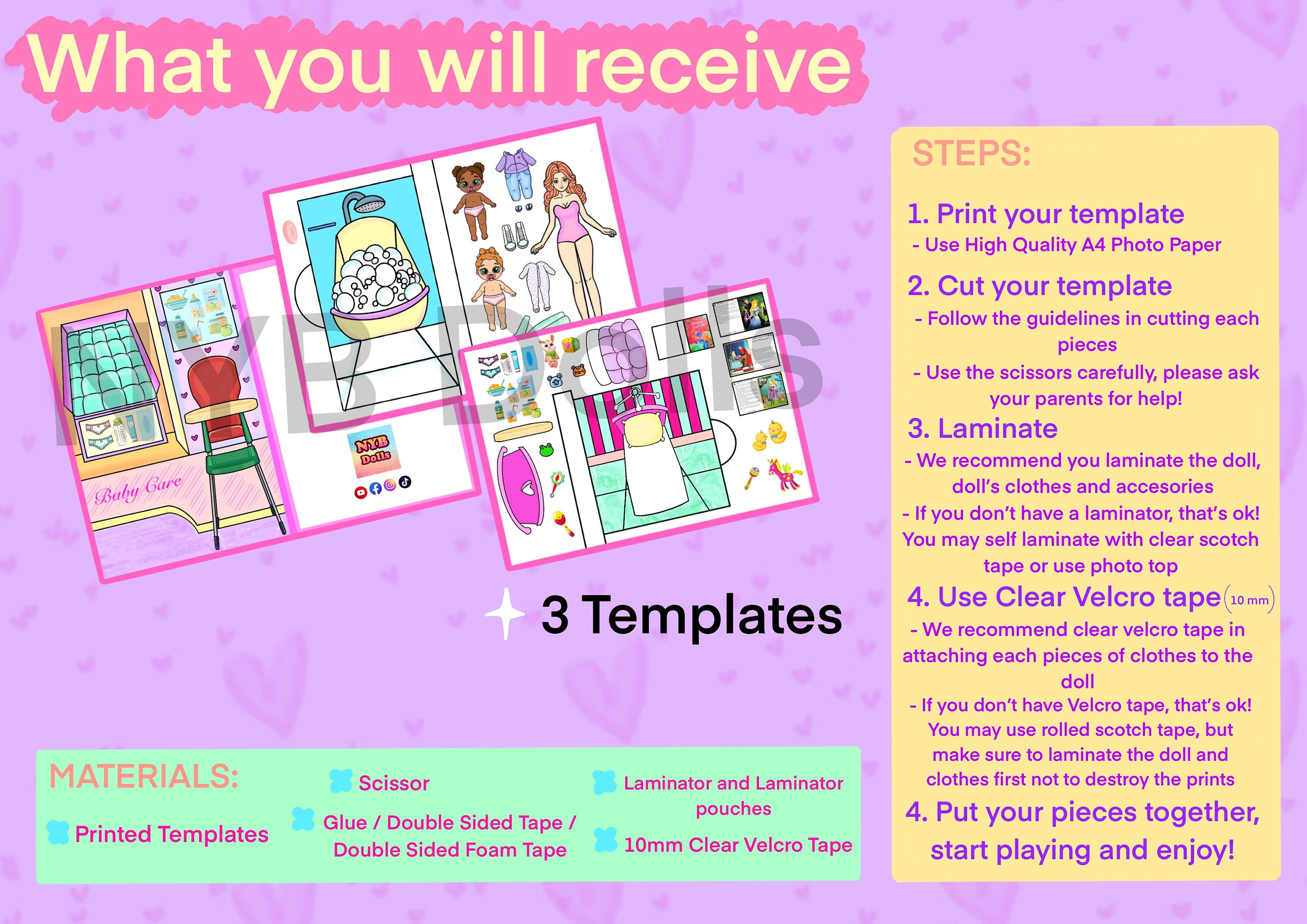 DIY Printable Paper Doll for Kids Baby Care Theme Doll (Instant ...