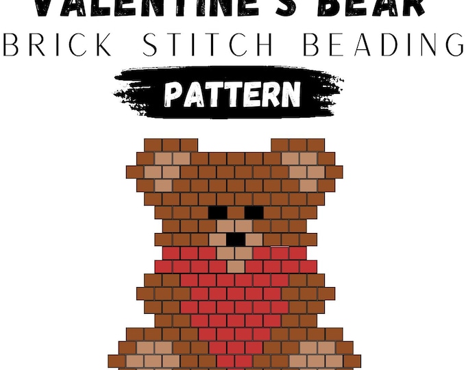 Heart Brick Stitch Earring Pattern: Valentines Miyuki Delica (PDF ...
