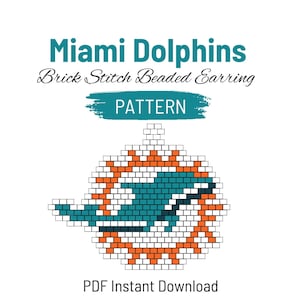 Miami Dolphins Brick Stitch Earring Pattern NFL Brick Stitch Pattern ...