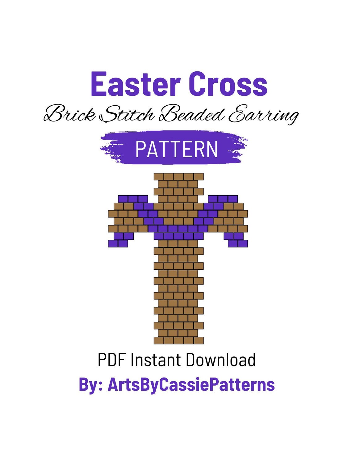 Easter Cross Brick Stitch Earring Pattern Easter Brick Stitch Pattern ...