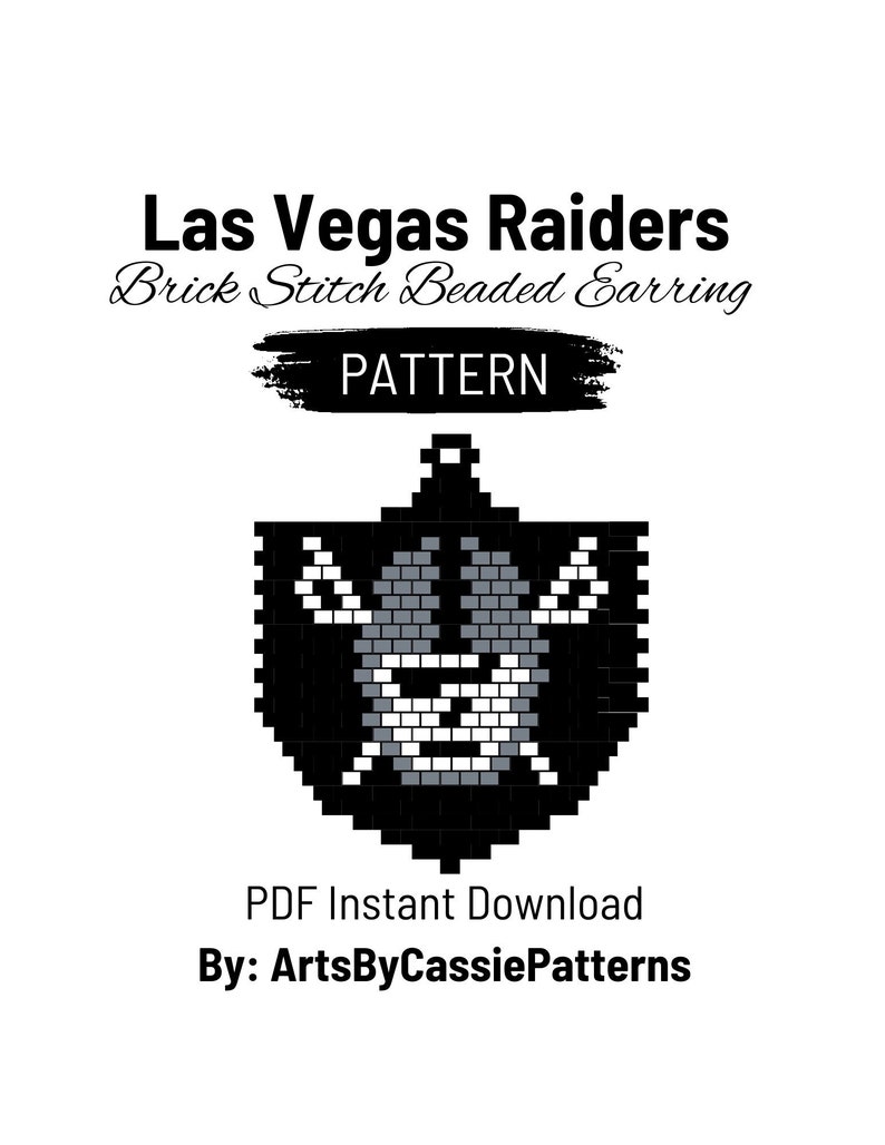 Las Vegas Raiders Brick Stitch Earring Pattern NFL Brick Stitch Pattern ...
