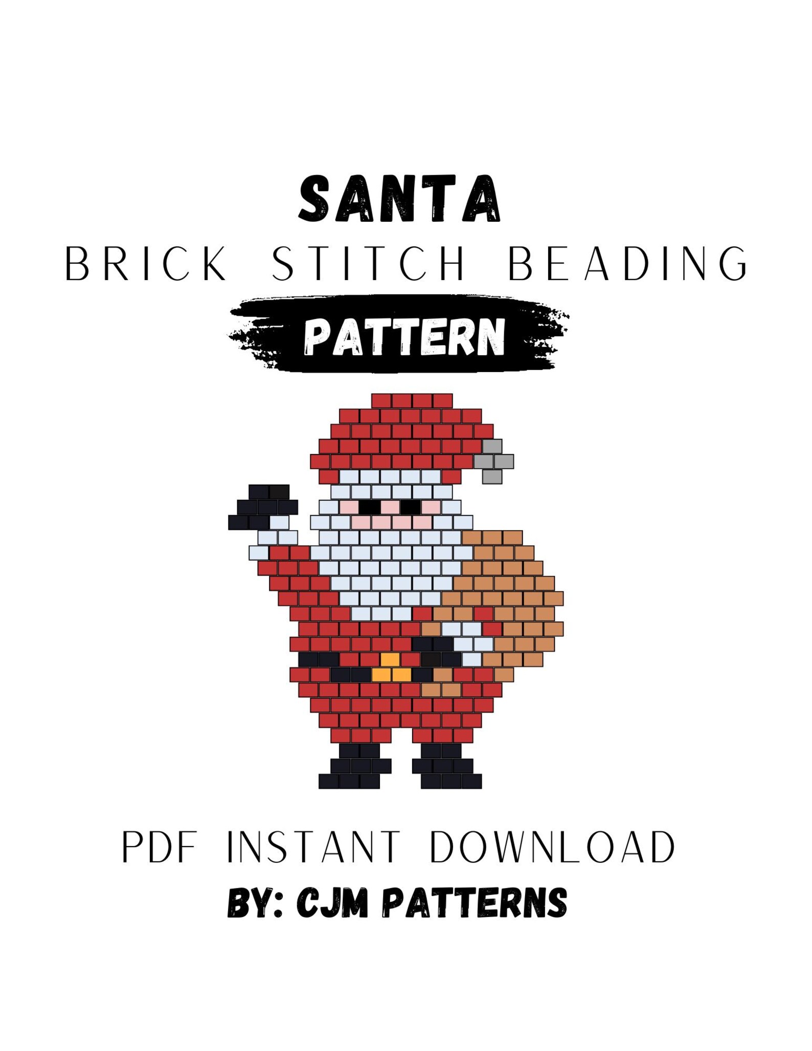 Santa Brick Stitch Earring Pattern: Christmas Beaded Design (PDF ...