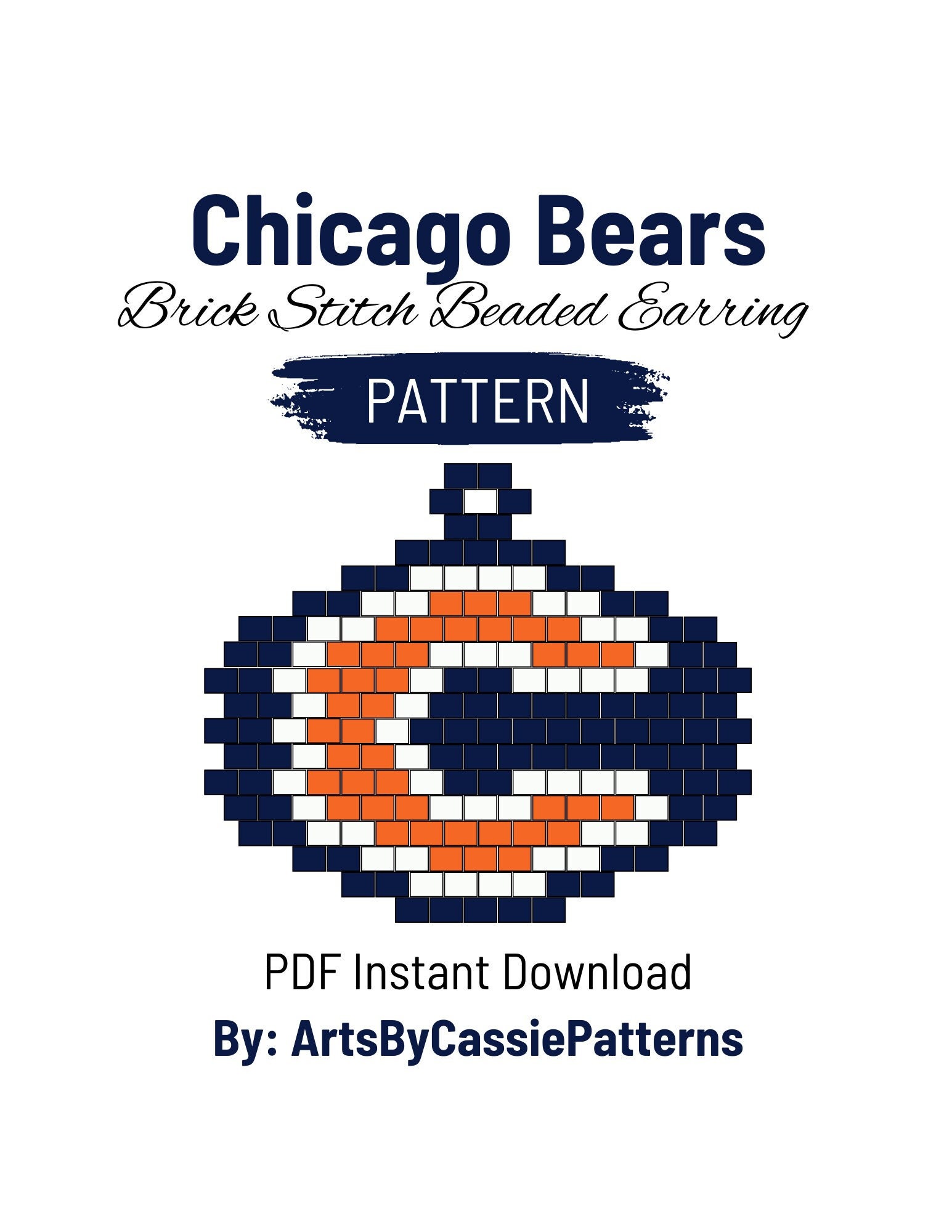 Chicago Bears Brick Stitch Earring Pattern NFL Brick Stitch Pattern ...