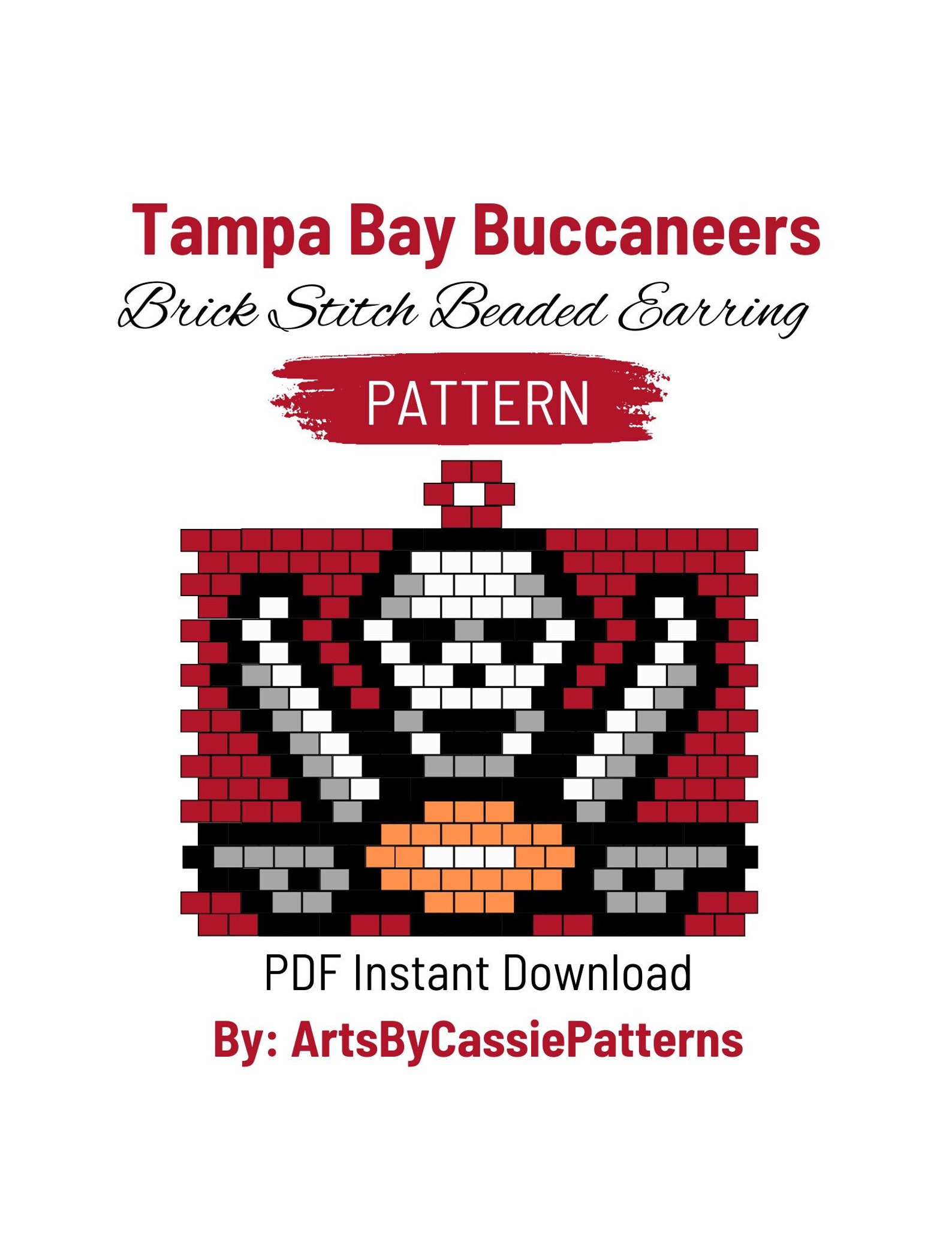 Tampa Bay Buccaneers Brick Stitch Earring Pattern NFL Brick Stitch ...