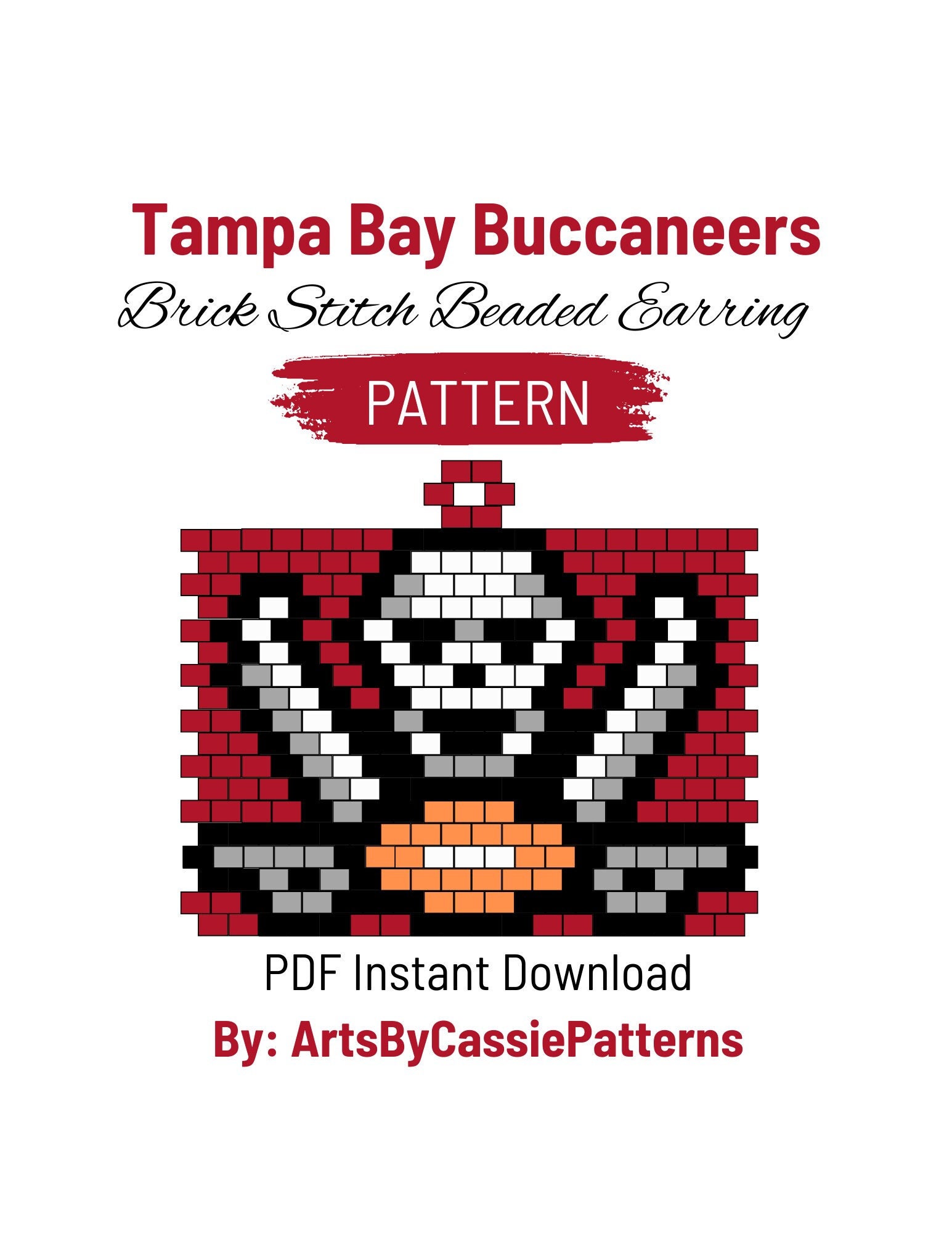 Tampa Bay Buccaneers Brick Stitch Earring Pattern NFL Brick Stitch ...