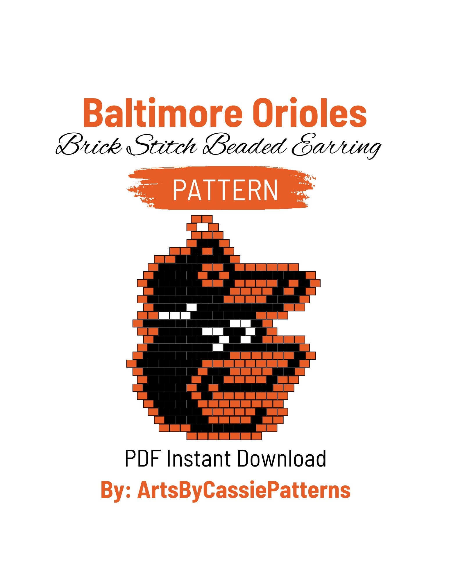 Baltimore Orioles Brick Stitch Earring Pattern MLB Brick Stitch Pattern ...