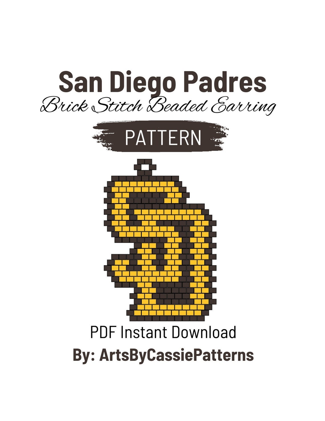 San Diego Padres Brick Stitch Earring Pattern MLB Brick Stitch Pattern ...