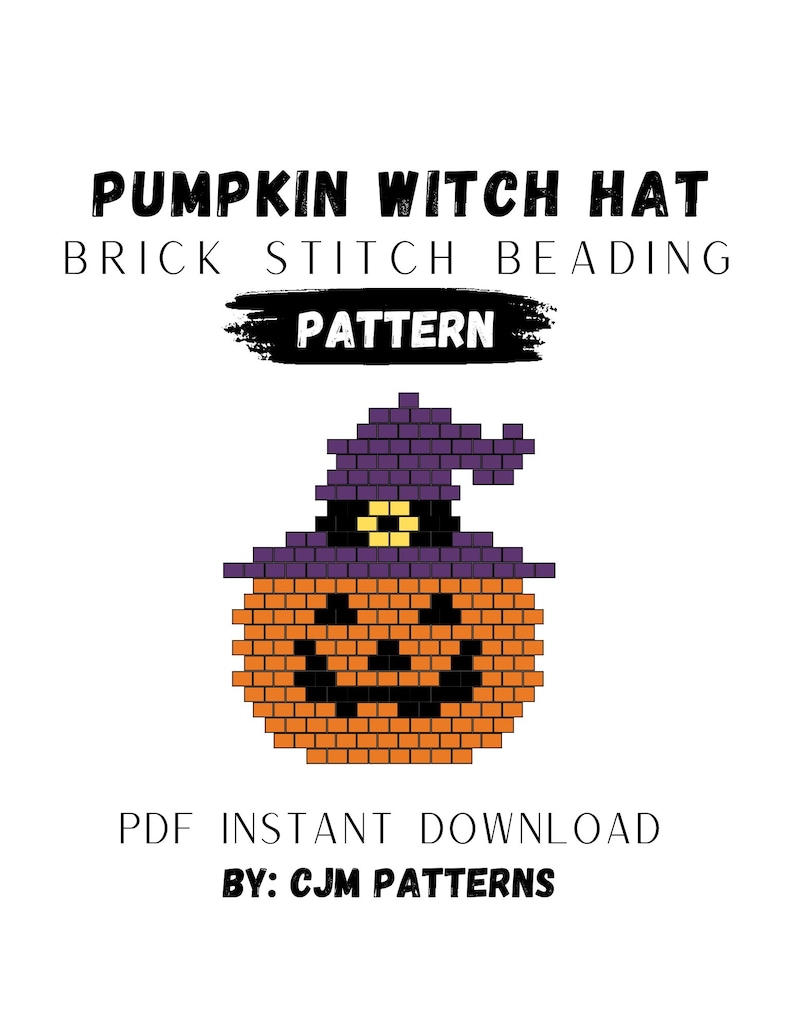 Pumpkin Witch Hat Brick Stitch Earring Pattern (PDF Pattern) - Etsy