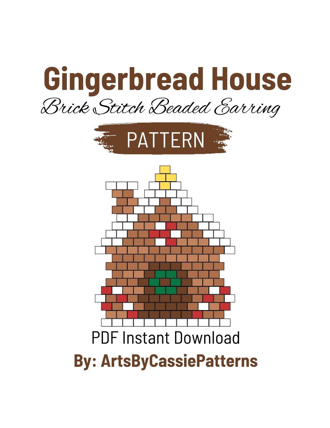 Gingerbread House Brick Stitch Earring Pattern Christmas Brick Stitch ...