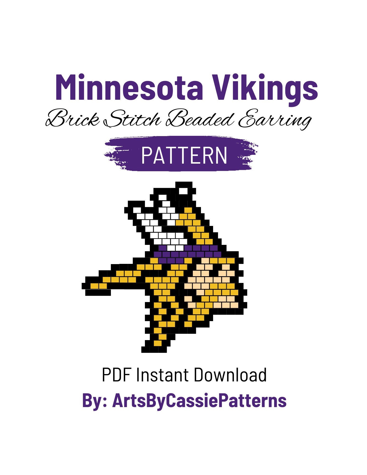 Minnesota Vikings Brick Stitch Earring Pattern NFL Brick Stitch Pattern ...