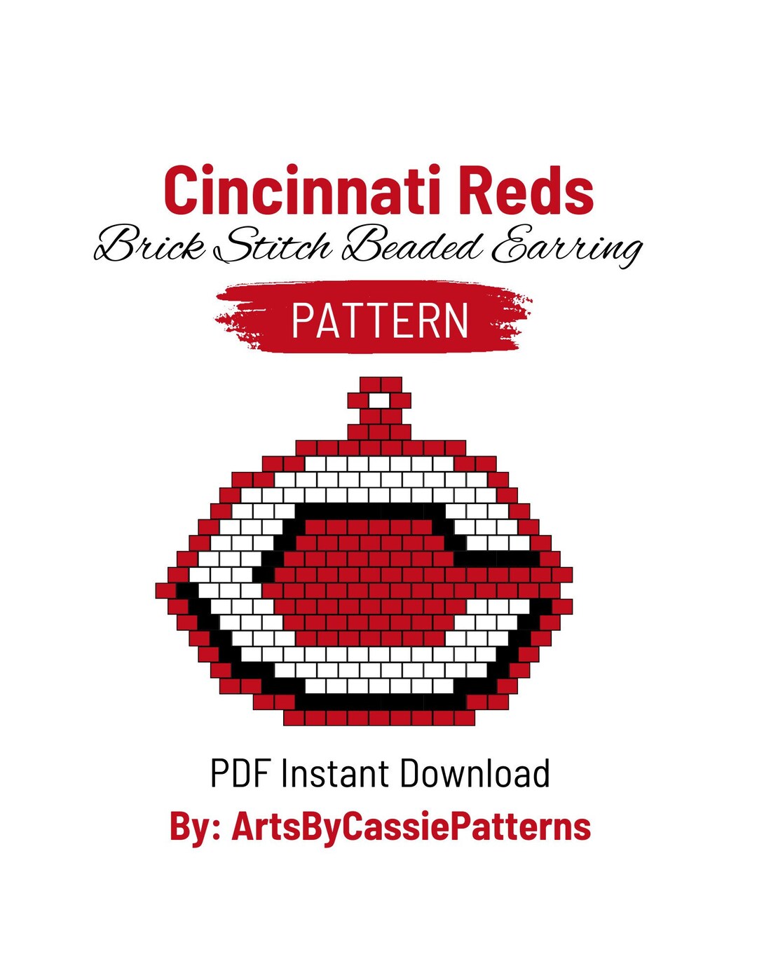 Cincinnati Reds Brick Stitch Earring Pattern MLB Brick Stitch Pattern ...