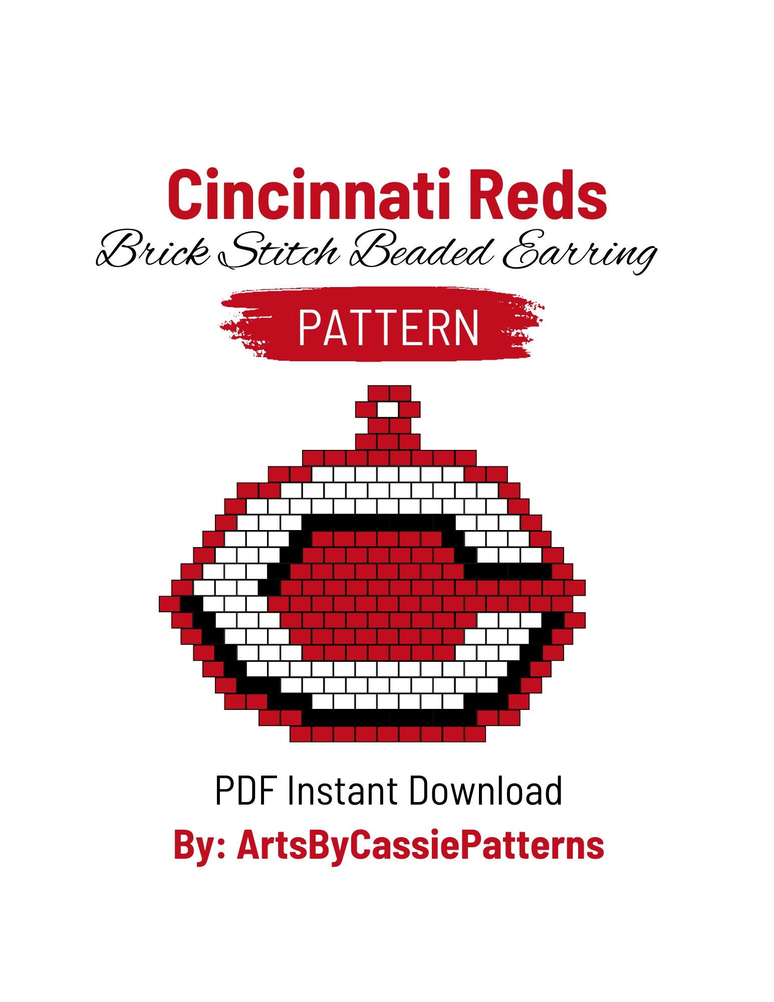 Cincinnati Reds Brick Stitch Earring Pattern MLB Brick Stitch Pattern ...