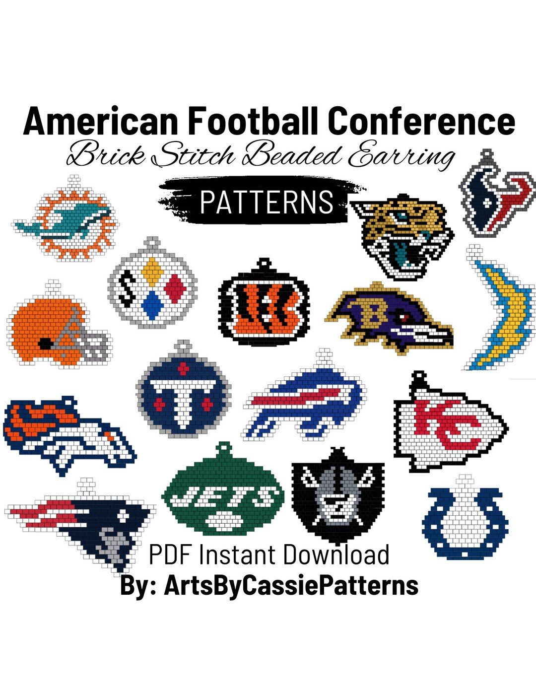 American Football Conference Brick Stitch Earring Patterns NFL Brick ...
