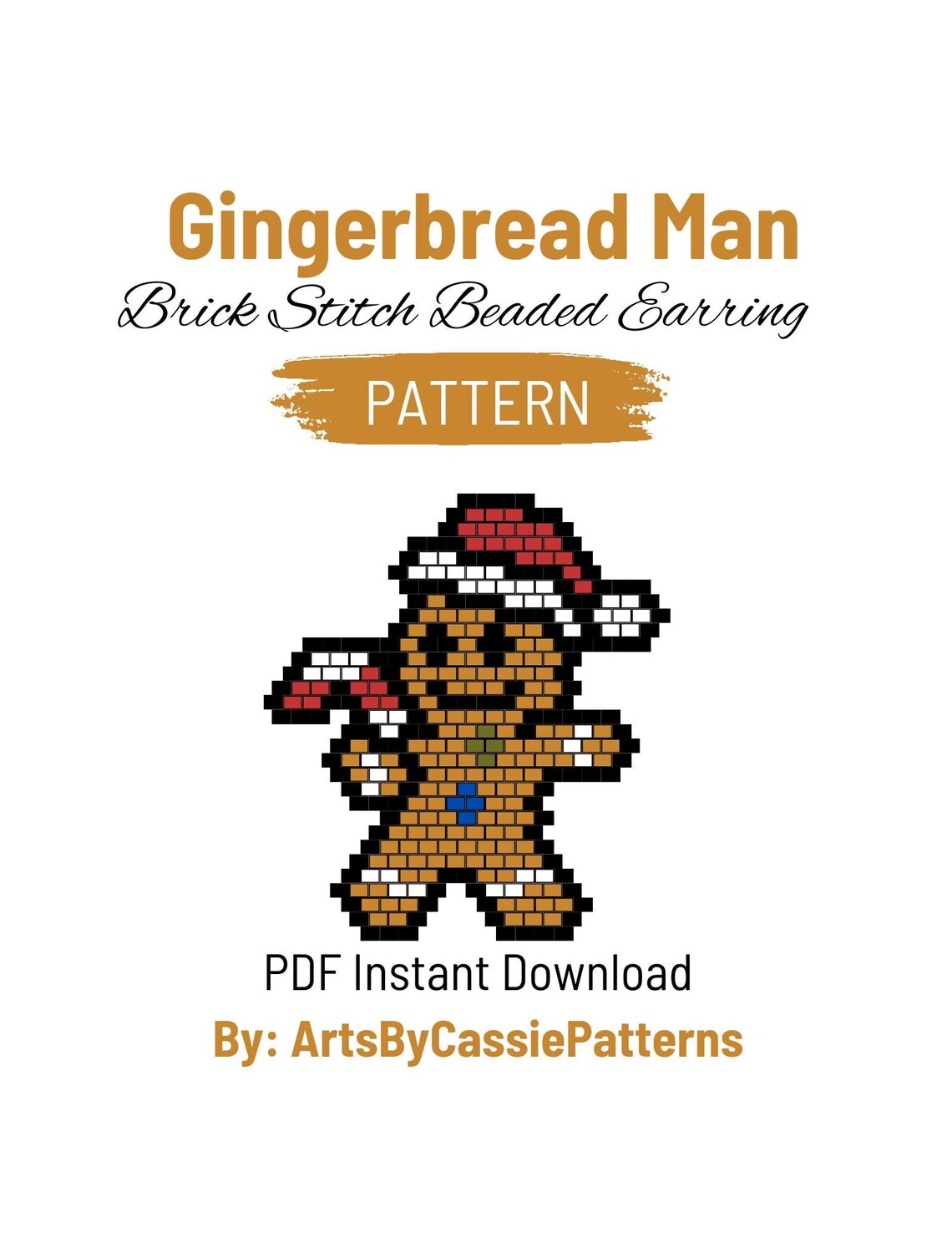 Gingerbread Man Brick Stitch Earring Pattern Christmas Brick Stitch ...