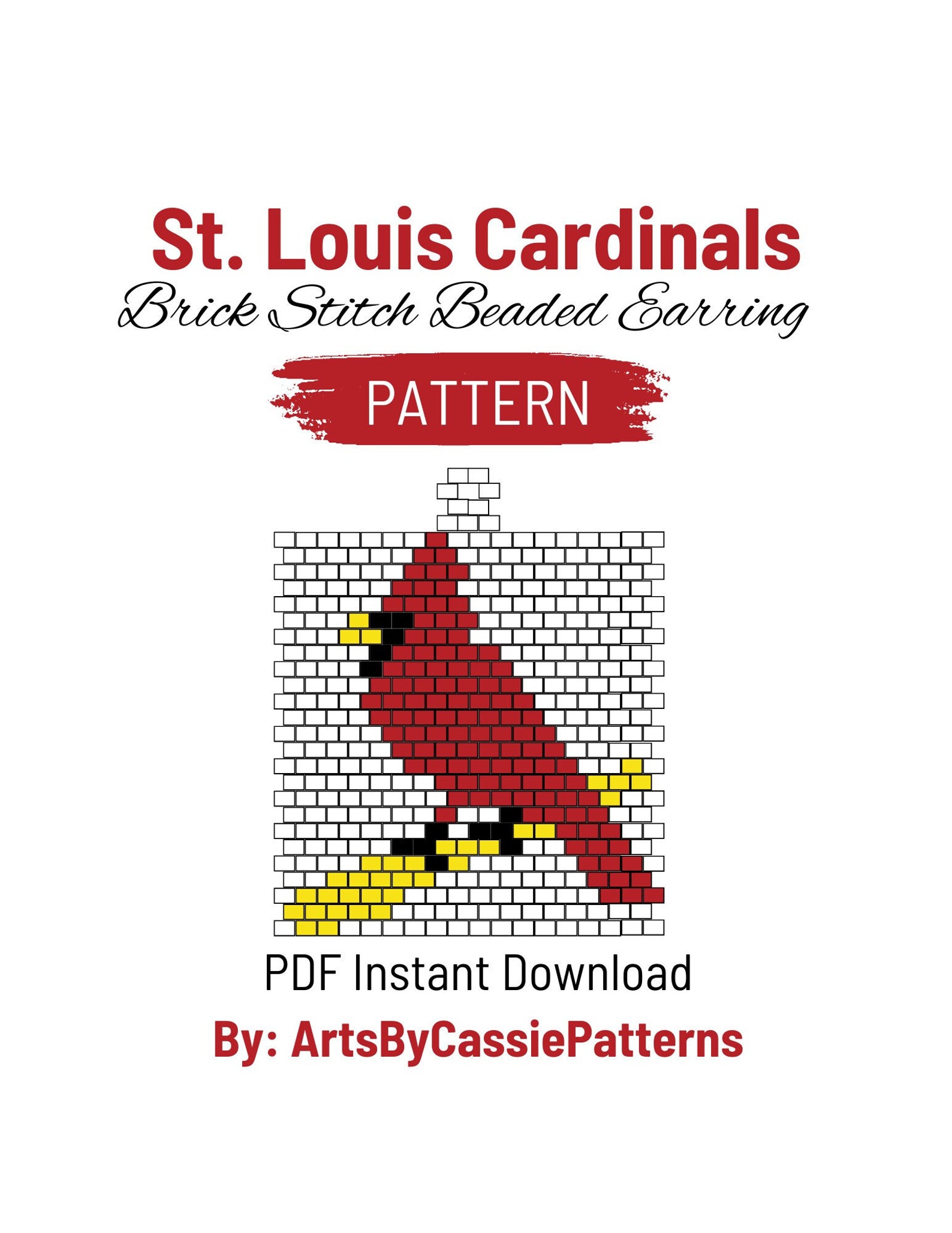 St Louis Cardinals Brick Stitch Earring Pattern MLB Brick Stitch ...
