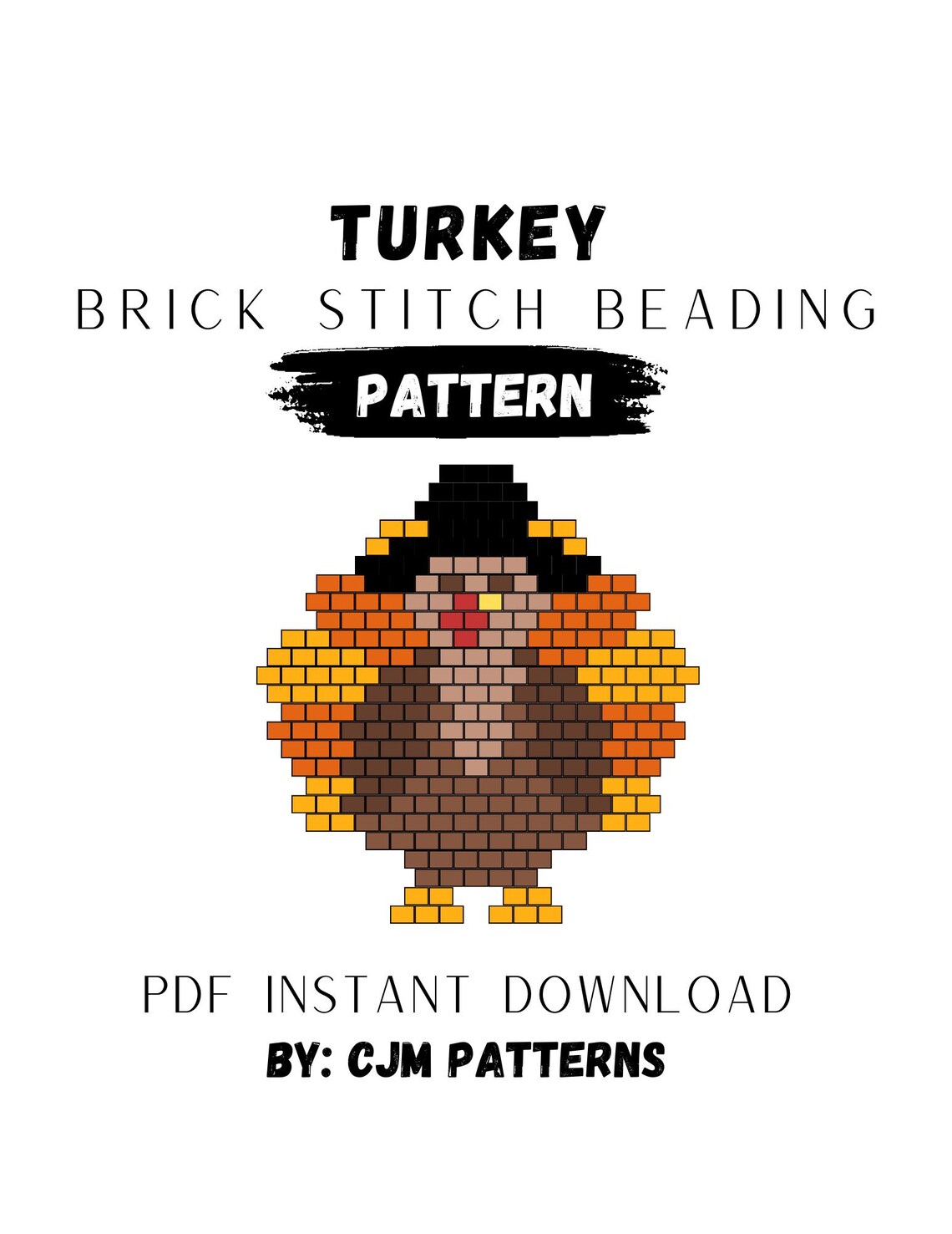 Turkey Brick Stitch Earring Pattern: Thanksgiving Miyuki Delica (PDF ...
