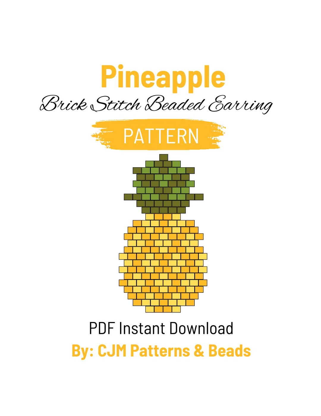 Pineapple Brick Stitch Earring Pattern: Miyuki Delica Beading (PDF Pattern) - Etsy