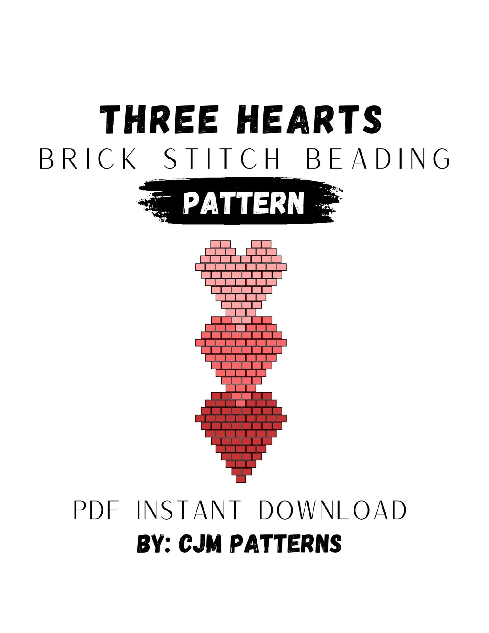 Heart Brick Stitch Earring Pattern: Valentines Miyuki Delica (PDF ...