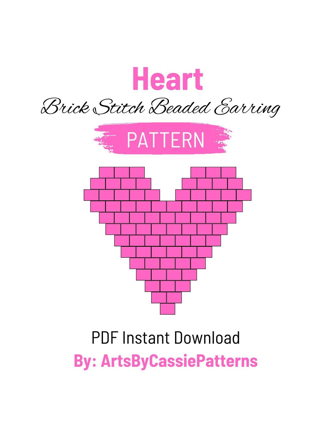 Heart Brick Stitch Earring Pattern Valentines Brick Stitch Pattern ...