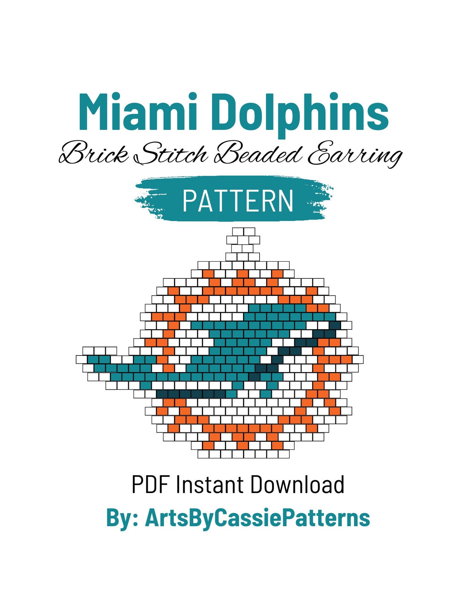 Miami Dolphins Brick Stitch Earring Pattern NFL Brick Stitch Pattern ...