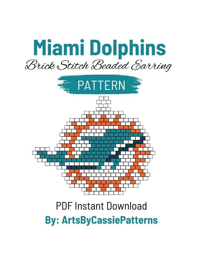 Miami Dolphins Brick Stitch Earring Pattern NFL Brick Stitch Pattern ...