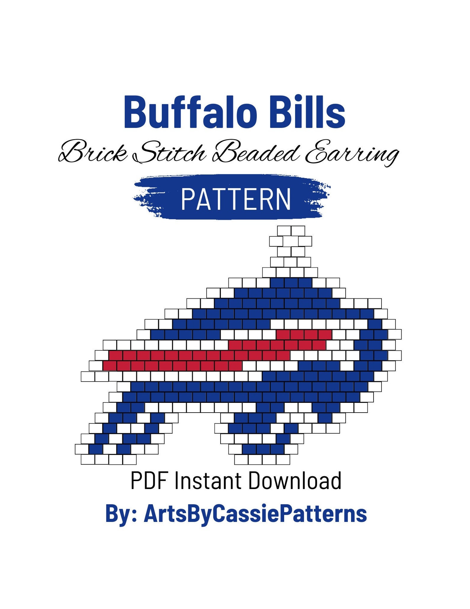 Buffalo Bills Brick Stitch Earring Pattern NFL Brick Stitch Pattern ...