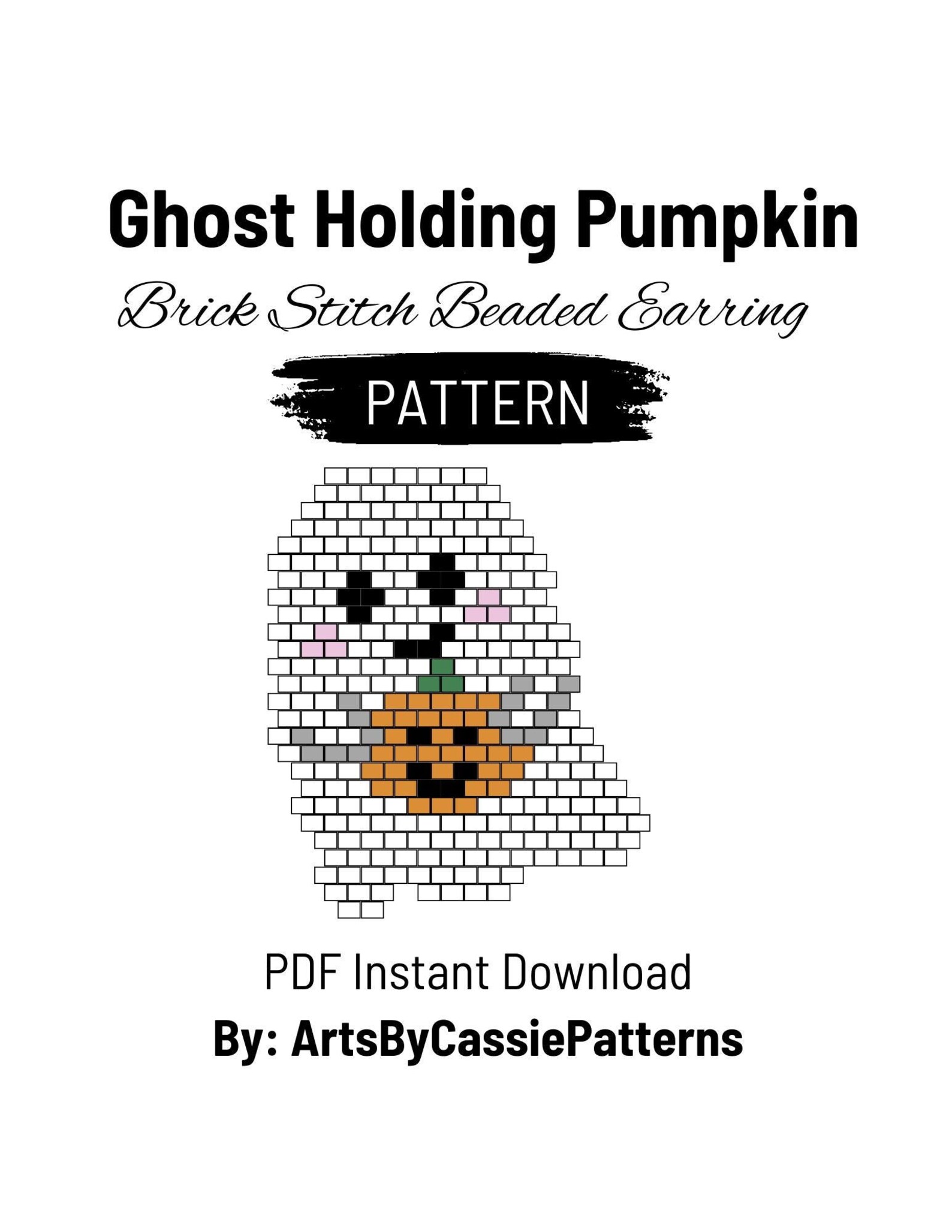 Ghost Brick Stitch Earring Pattern Halloween Brick Stitch Pattern Fall Earring Pattern Miyuki ...