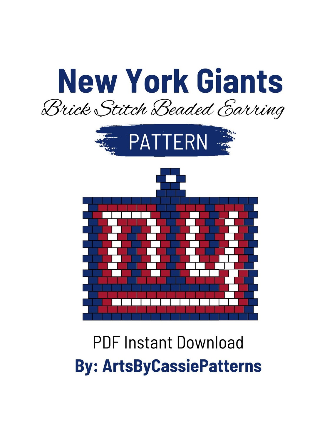 New York Giants Brick Stitch Earring Pattern NFL Brick Stitch Pattern ...