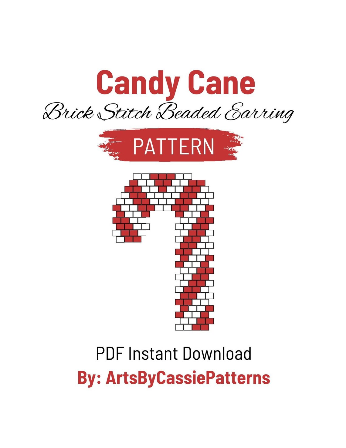 Candy Cane Brick Stitch Earring Pattern Christmas Brick Stitch Pattern