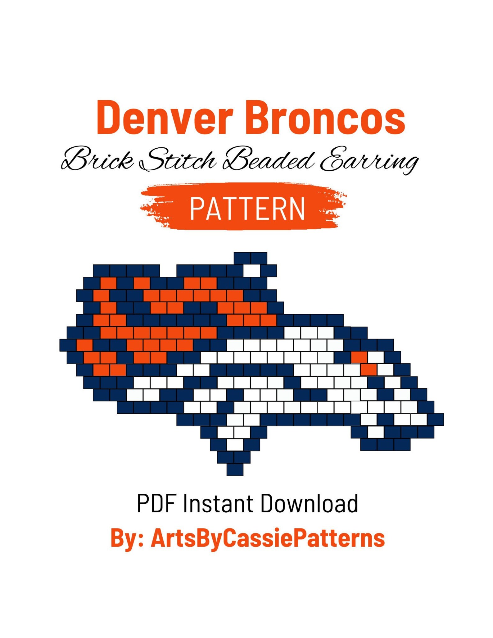 Denver Broncos Brick Stitch Earring Pattern NFL Brick Stitch Pattern ...