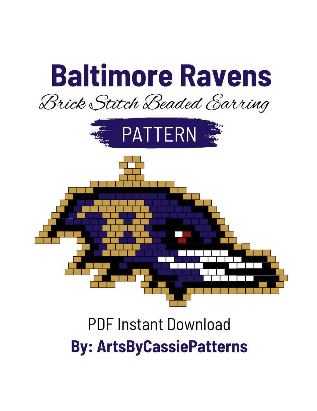 Baltimore Ravens Brick Stitch Earring Pattern NFL Brick Stitch Pattern ...
