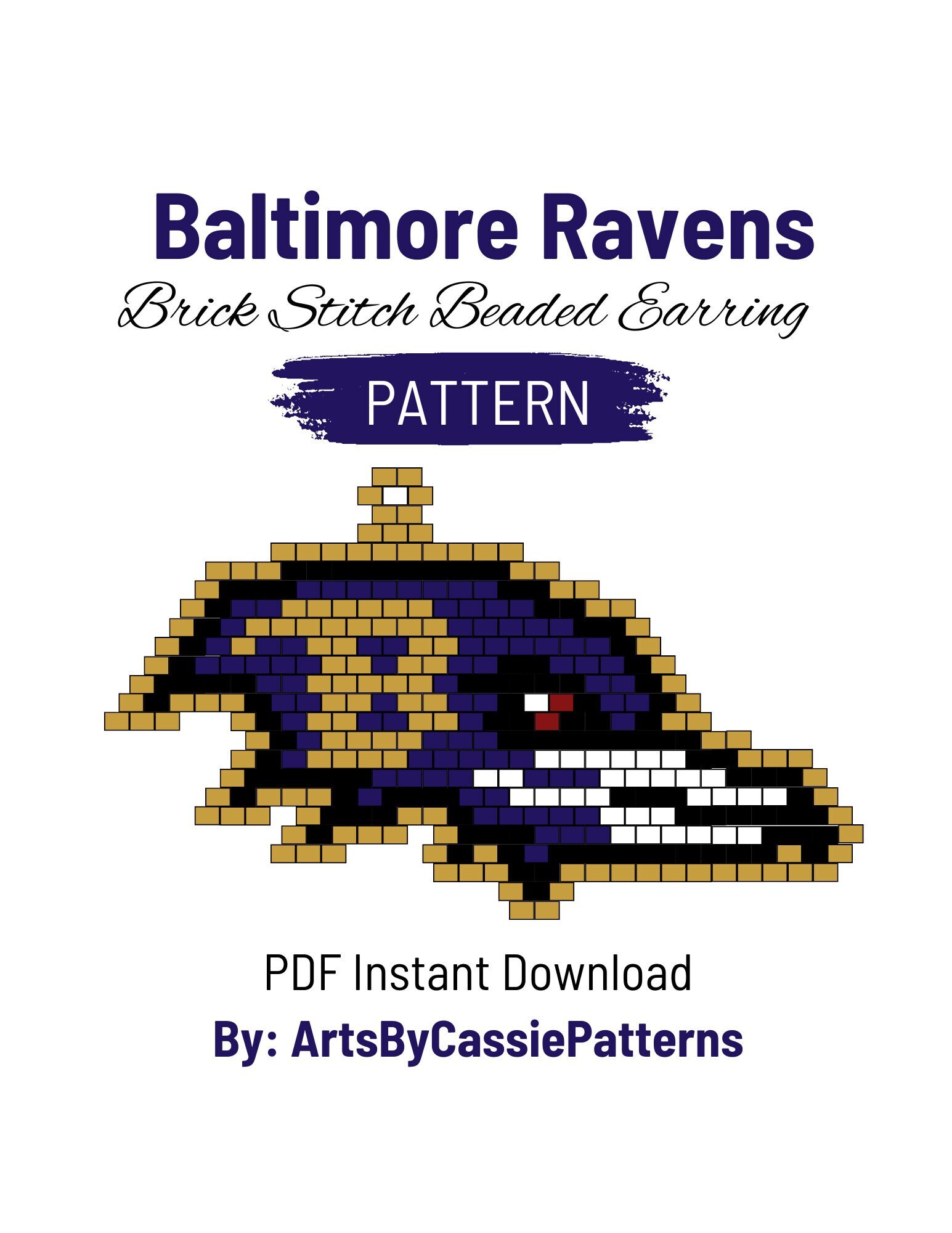 Baltimore Ravens Brick Stitch Earring Pattern NFL Brick Stitch Pattern ...