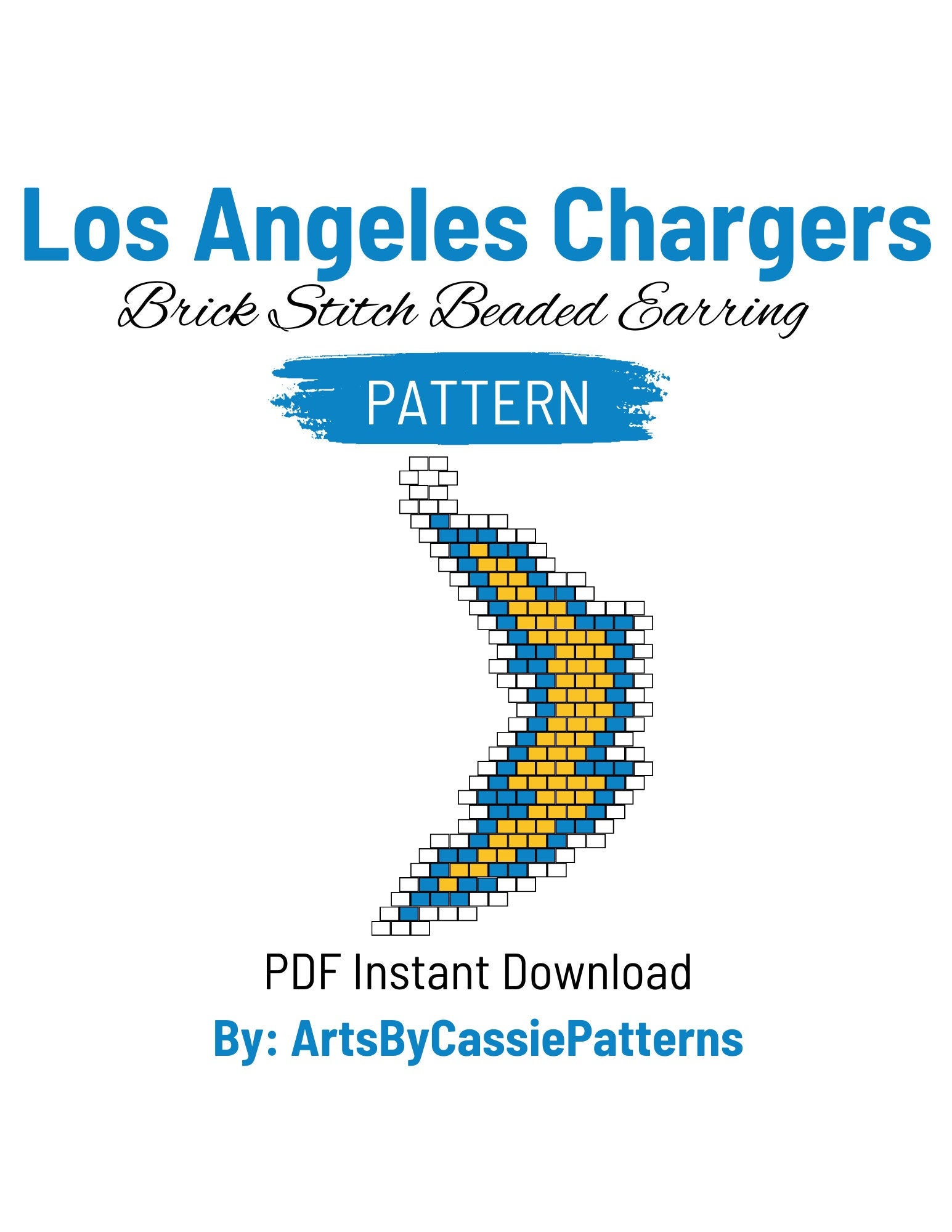 Los Angeles Chargers Brick Stitch Earring Pattern NFL Brick Stitch ...