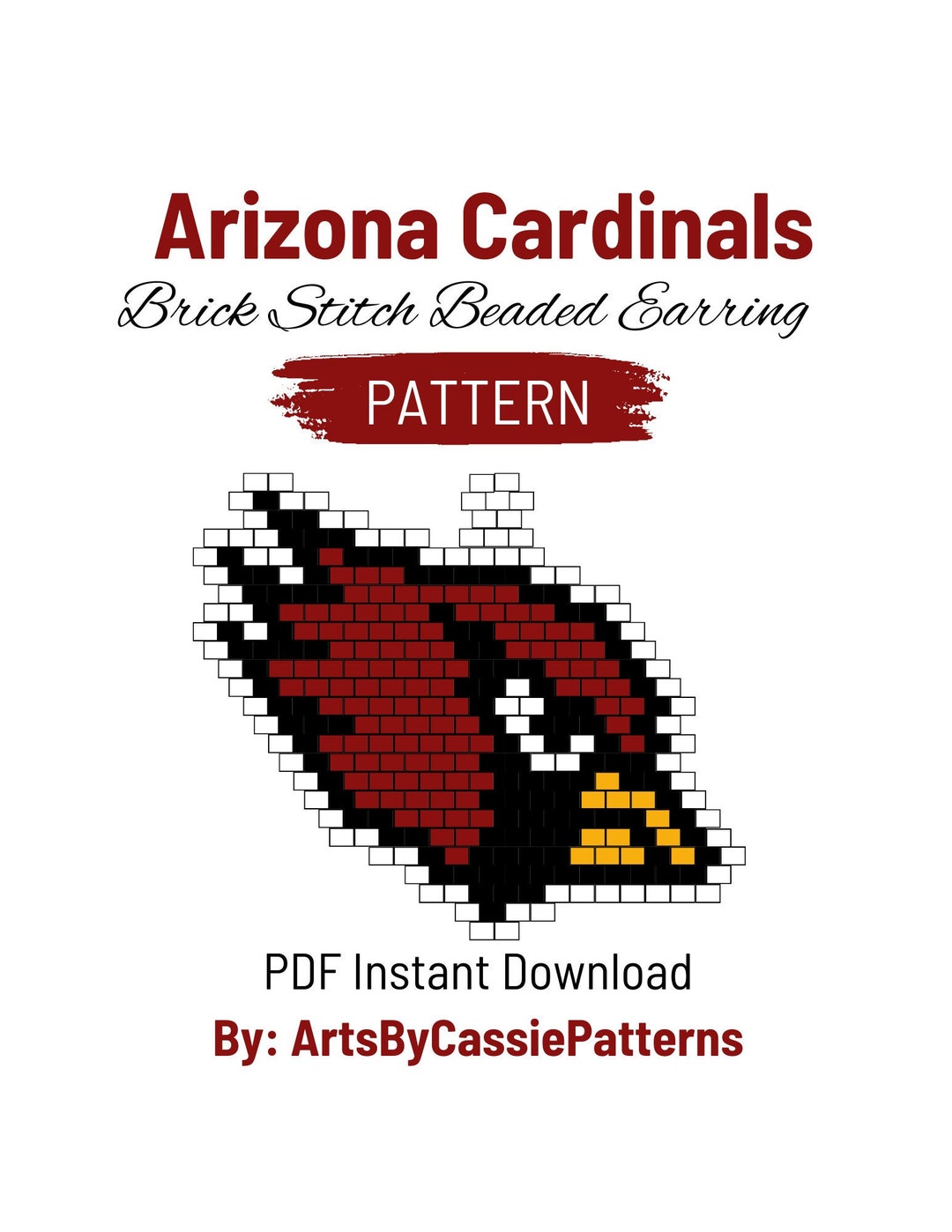 Arizona Cardinals Brick Stitch Earring Pattern NFL Brick Stitch Pattern ...