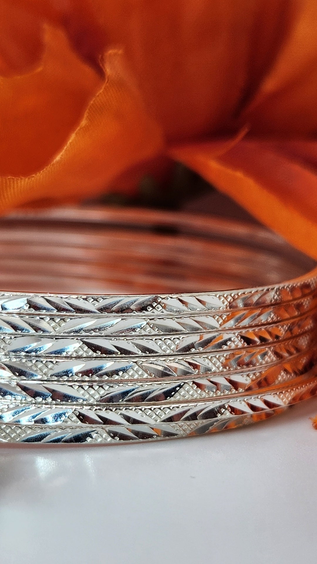 Diamond Cut 7 Days Bangle Set - Silver - Etsy