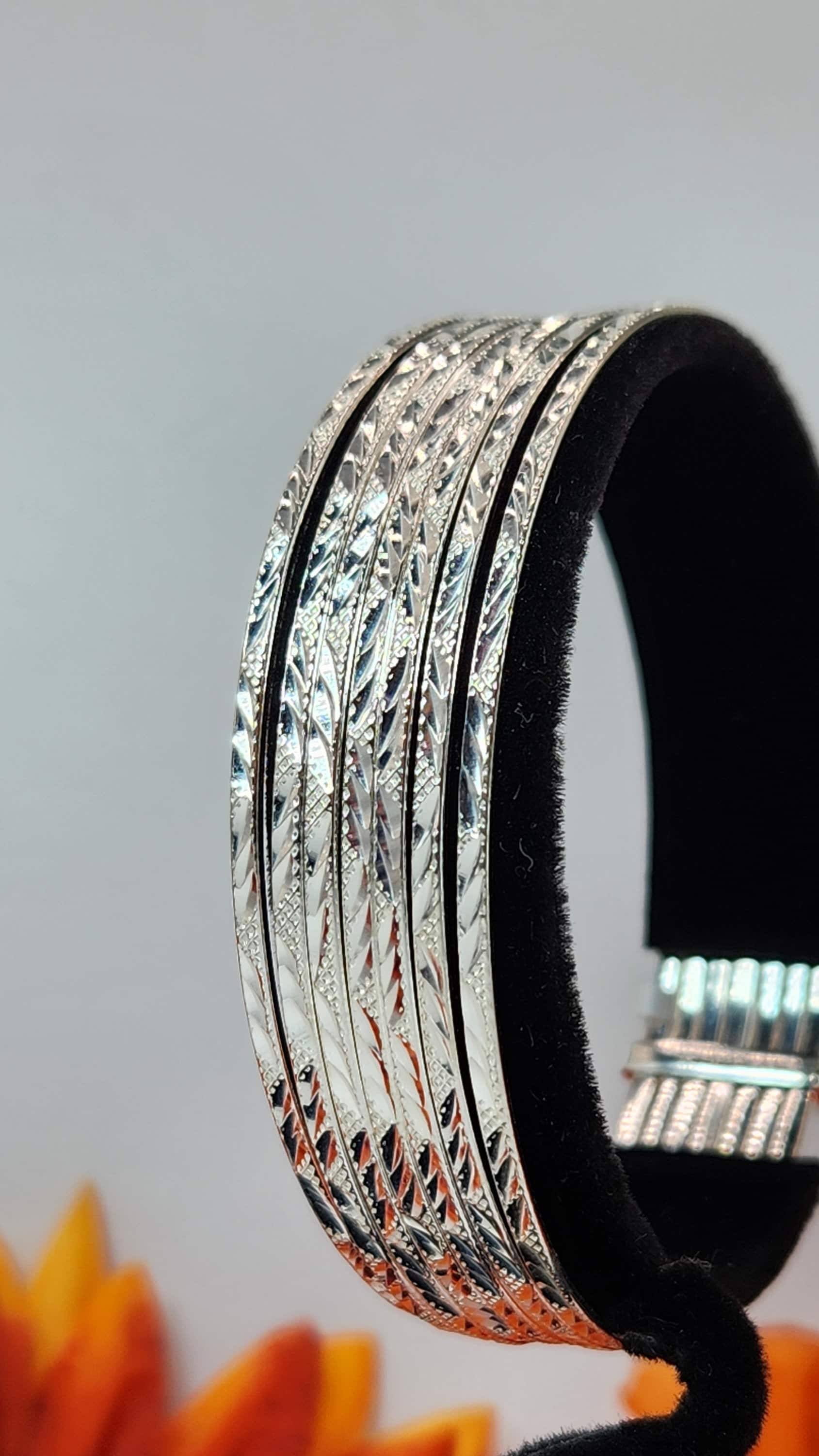 Diamond Cut 7 Days Bangle Set - Silver - Etsy