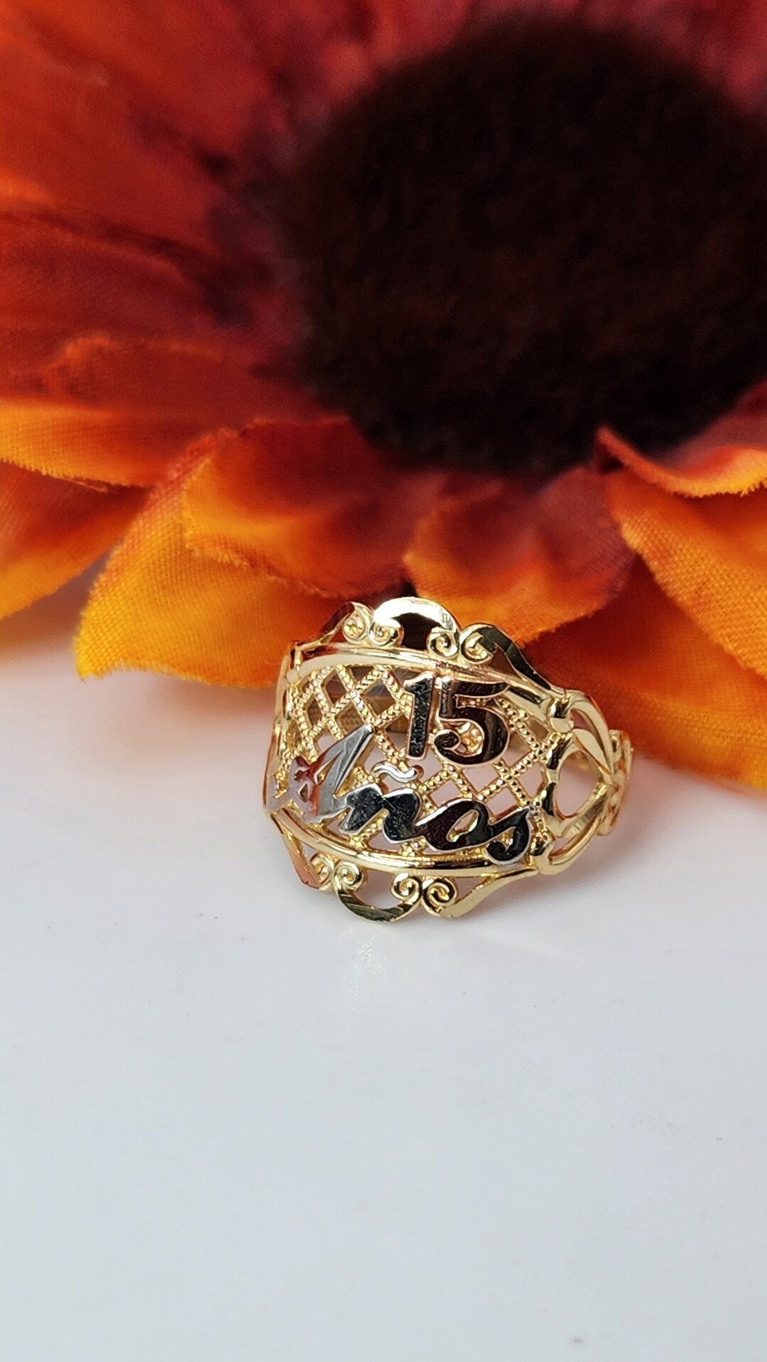 14K Gold Quinceanera Ring - Etsy