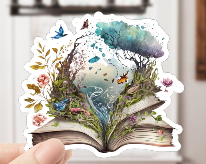 Ya Book Stickers, Open Book Sticker, Open Book With Flowers, Story Book ...