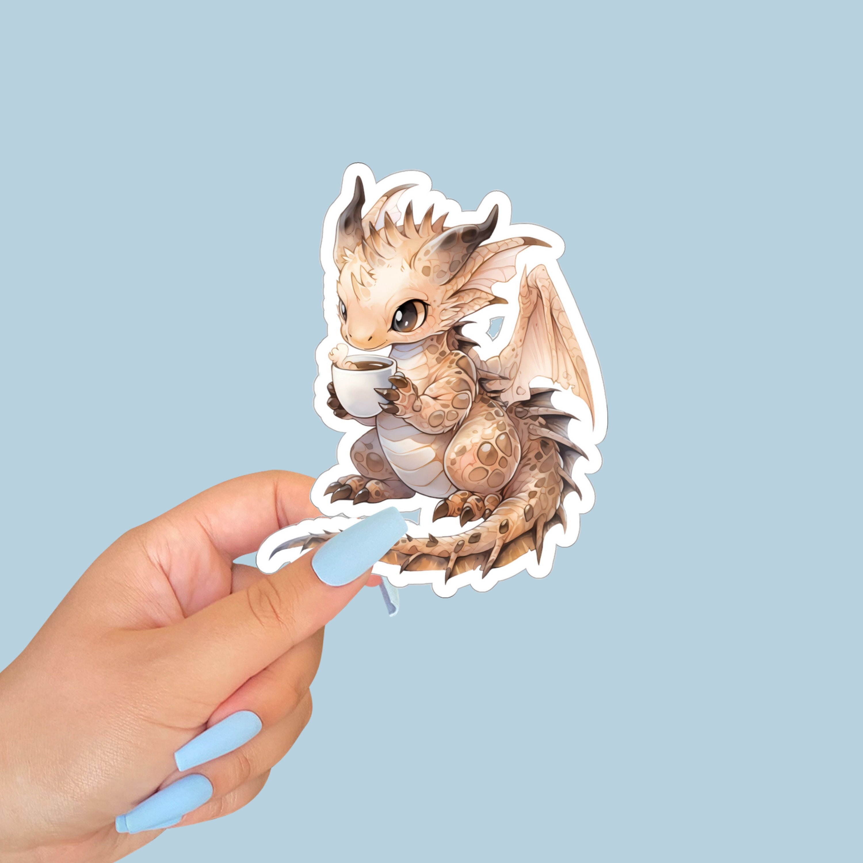 Coffee Dragon Watercolor Dragon Sticker Baby Dragon Dragon - Etsy