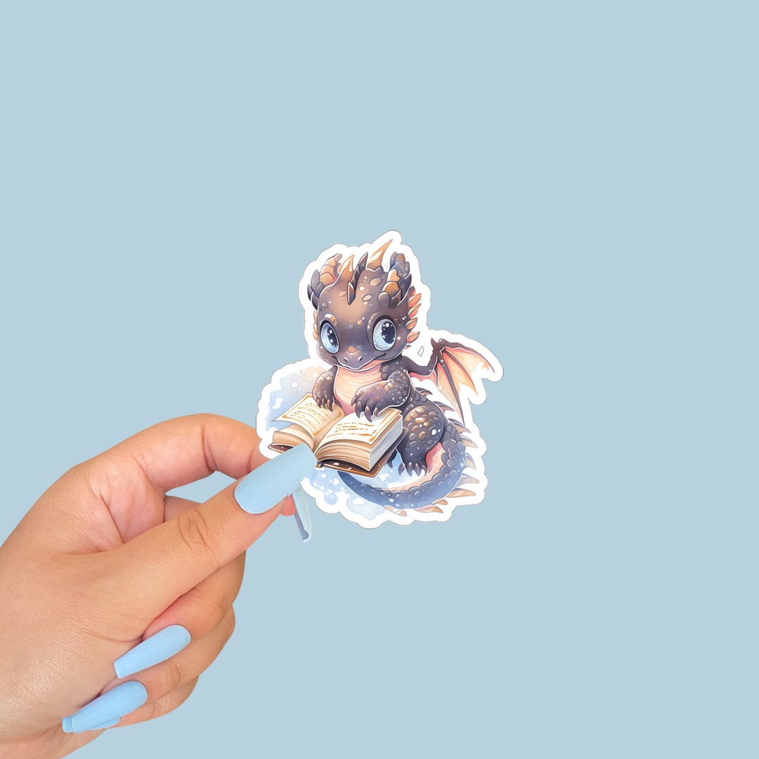Watercolor Dragon Sticker, Book Dragon Sticker, Bookwyrm, Dragon ...