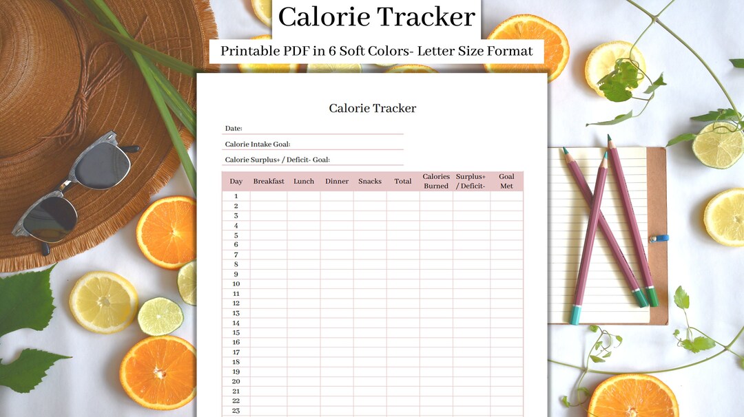 Soft Colors Calorie Tracker, Calorie Planner, Monthly Calorie Tracker ...