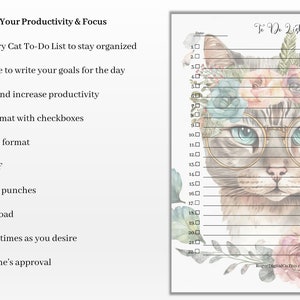Literary Cat to Do List Printable, Simple to Do List Template ...