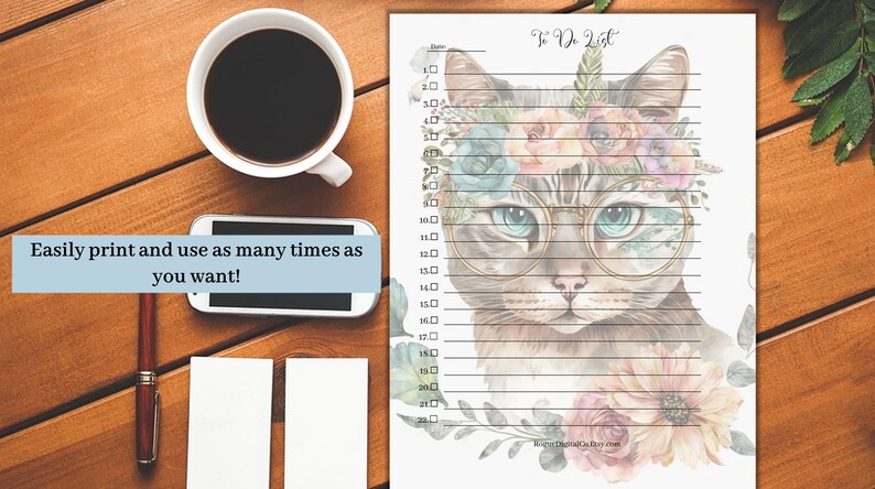 Literary Cat to Do List Printable Simple to Do List Template - Etsy