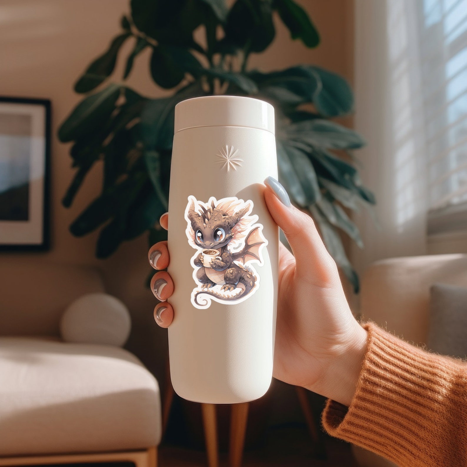 Coffee Dragon Watercolor Dragon Sticker Baby Dragon Dragon - Etsy