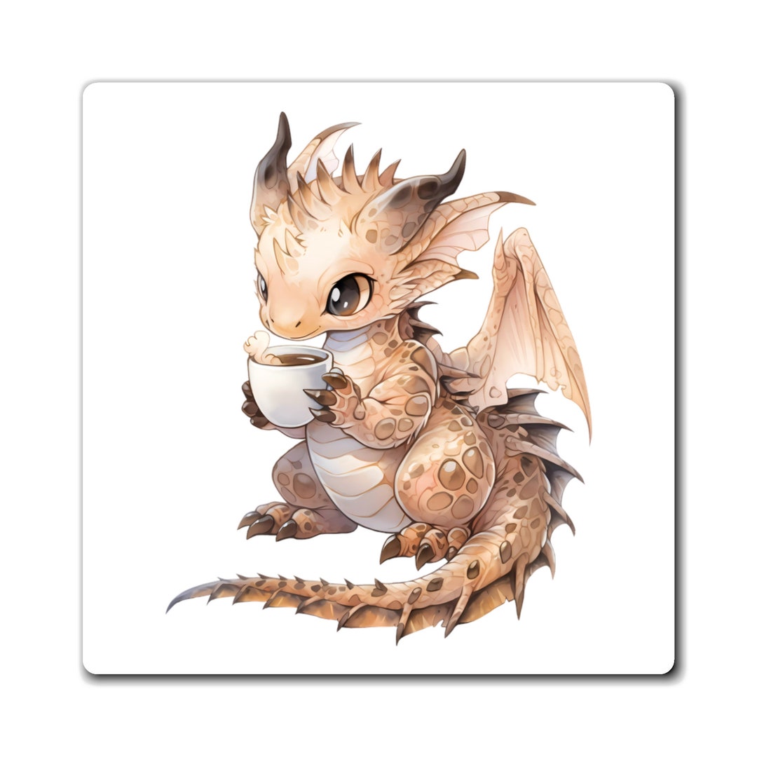 Dragon Magnet, Coffee Dragon, Baby Dragon, Dragon Lover Gift, Cute ...
