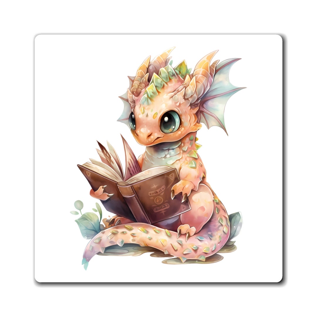 Dragon Magnet, Book Dragon, Baby Dragon, Book Lovers Gifts, Cute Dragon ...