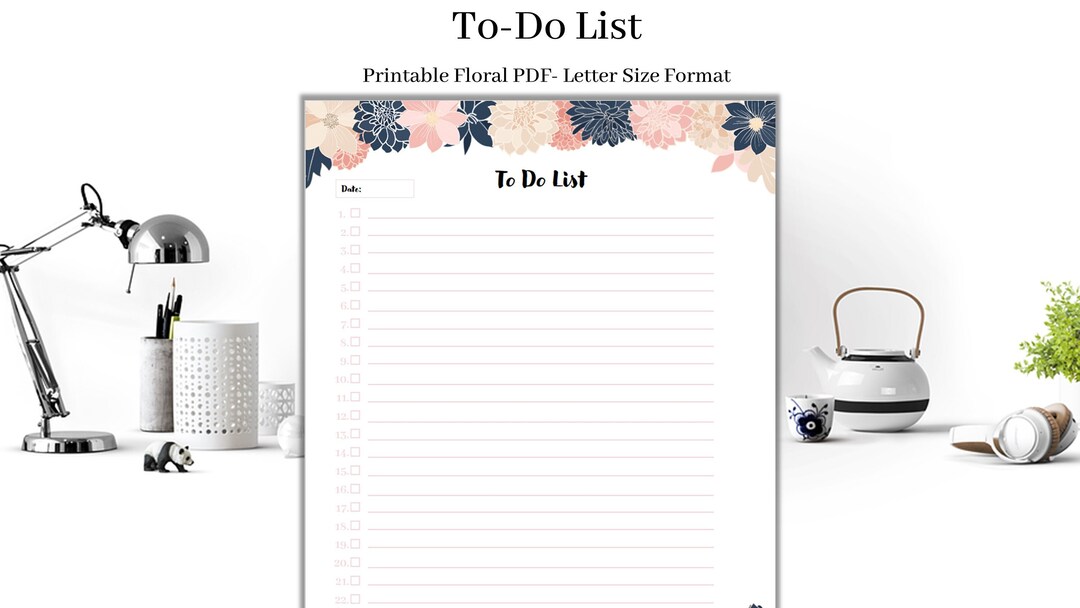 Floral to Do List Printable, Simple to Do List Template, Productivity ...