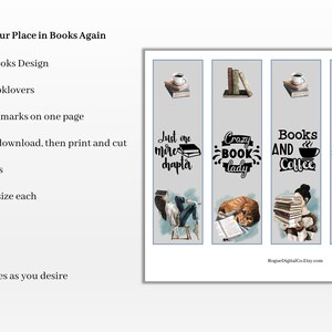 Girls With Books Bookmarks Set Printable Bookmarks Digital Bookmark ...